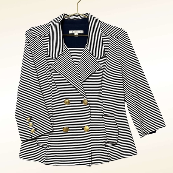 CAbi | Jackets & Coats | Cabi Navy Striped Knit Blazer Size Small 34 ...